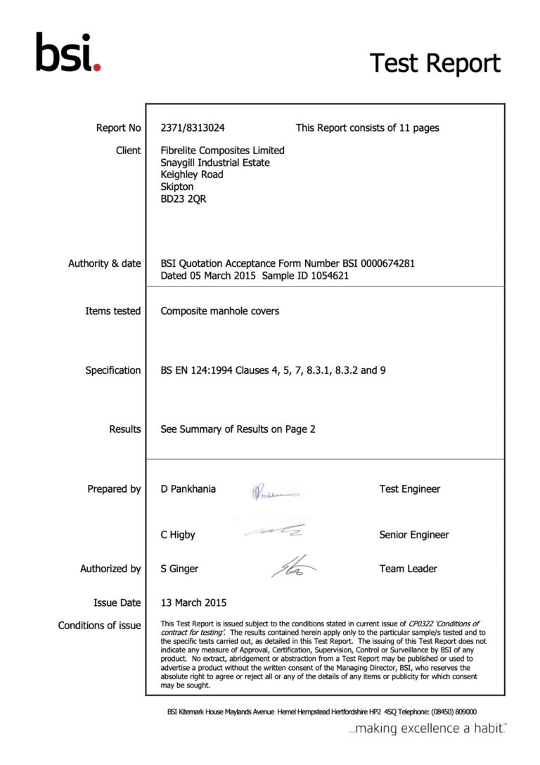 Test Reports - Fibrelite